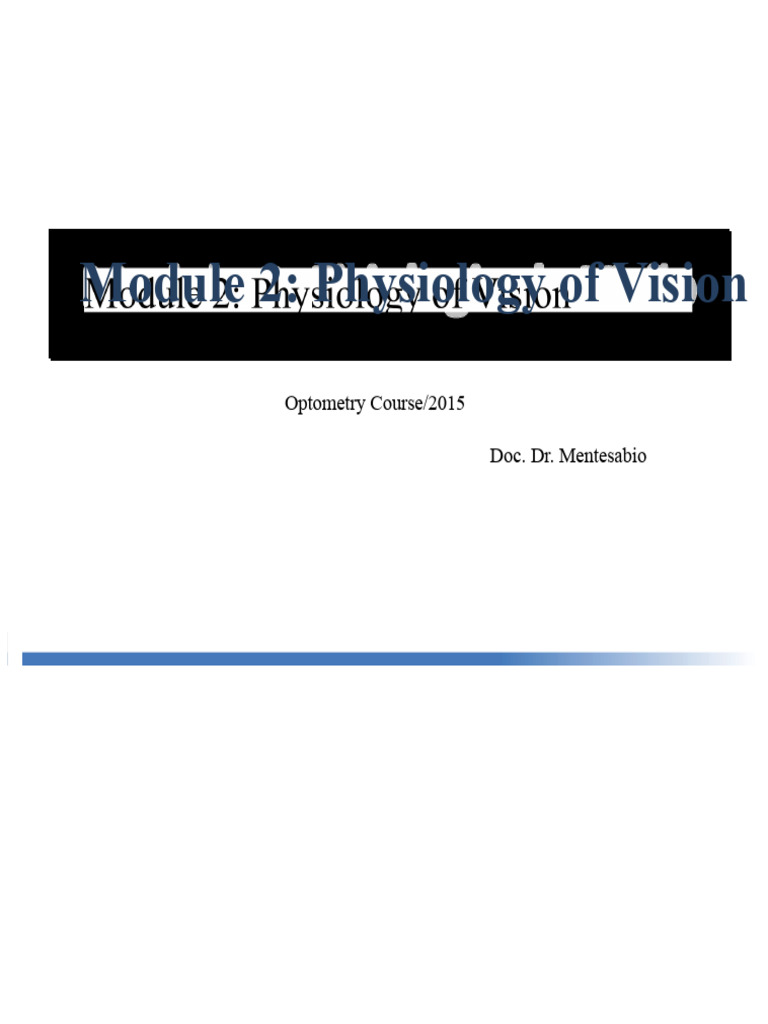 Physiology of Vision Lesson 2 | PDF | Cornea | Light