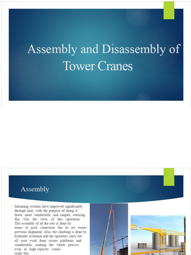Assembly and Disassembly of Tower Cranes | PDF | Crane (Machine ...