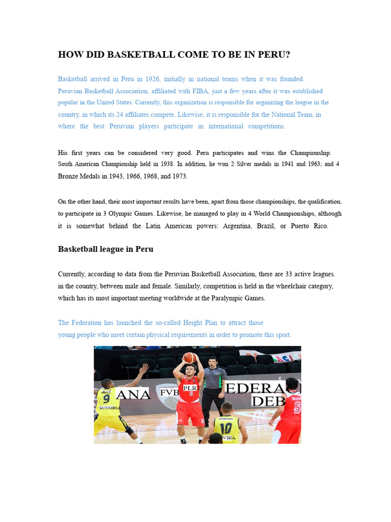 History and Training of Basketball in Peru | PDF | Peru | Sports Rules ...