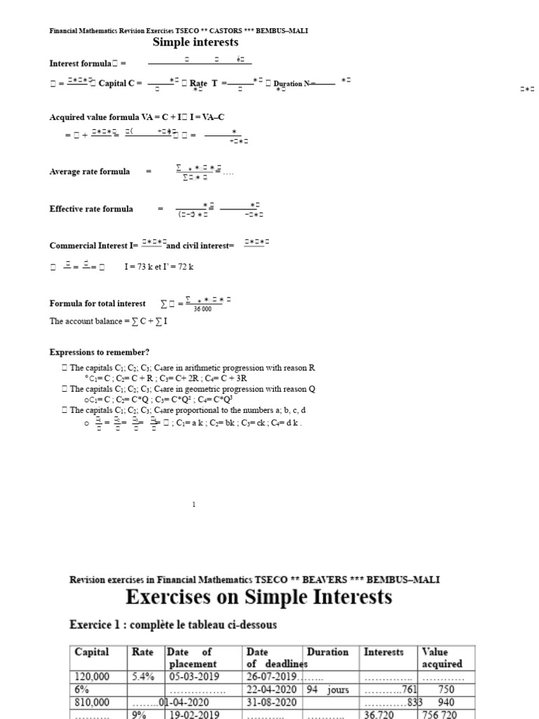 Financial Mathematics TSECO | PDF | Interest | Personal Finance