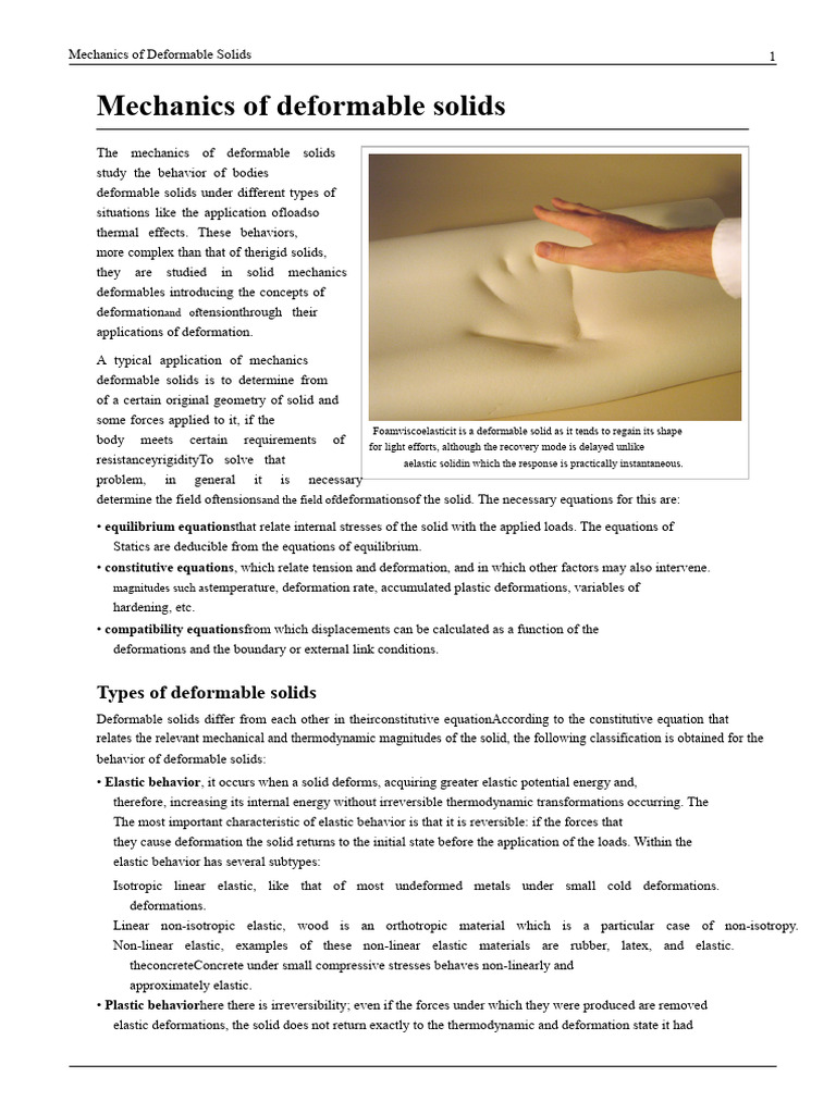 Mechanics of Deformable Solids Overview | PDF | Elasticity (Physics ...