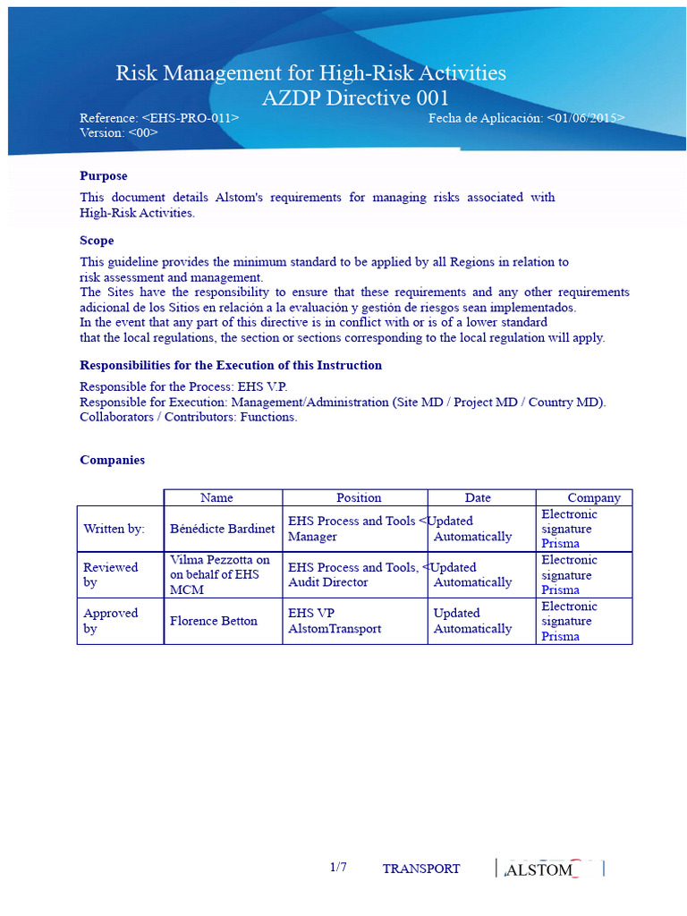 High-Risk Activities Risk Management Guide | PDF | Risk | Risk Management
