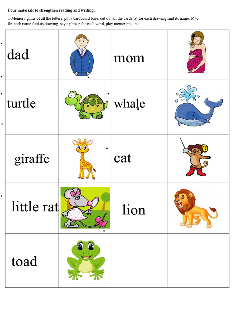 Memory Games and Wheelbarrows of All Letters (Direct and Consonant ...
