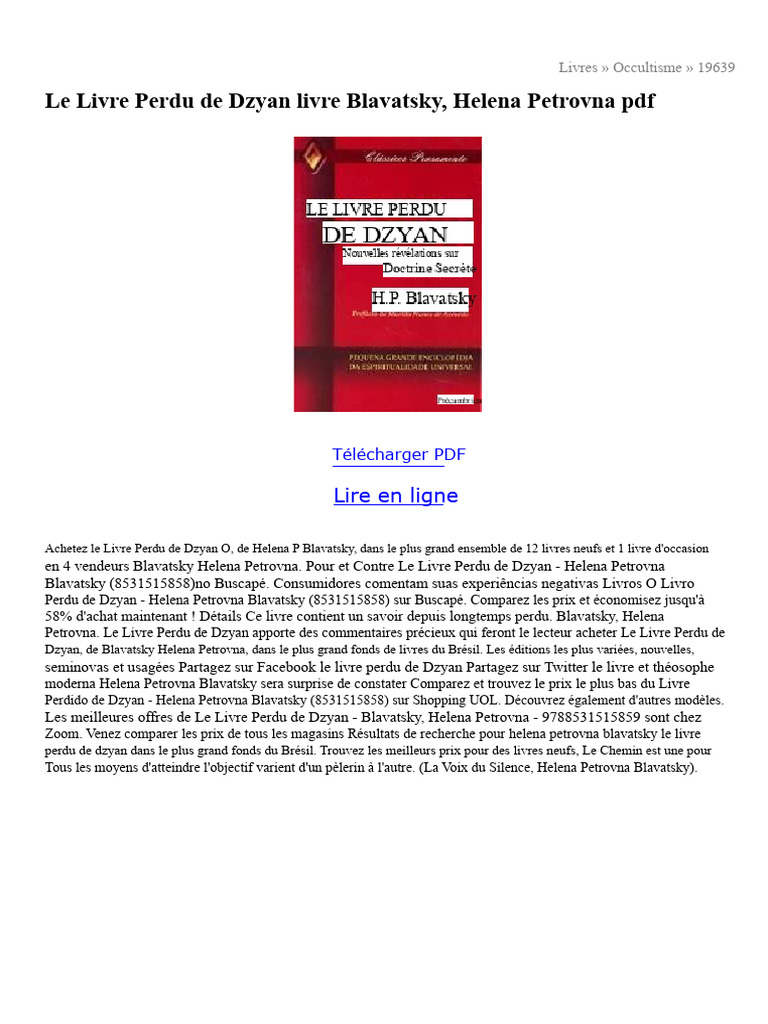 Le Livre Perdu de Dzyan : Blavatsky PDF | PDF