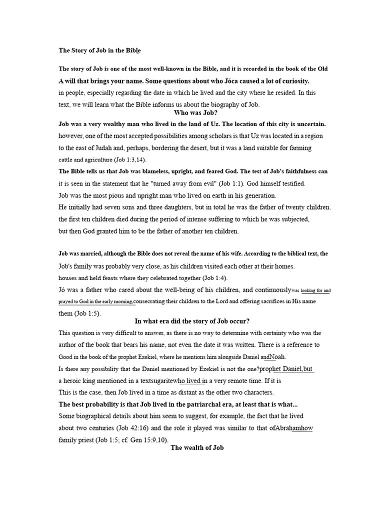 The Story of Job in the Bible | PDF | Satan | Daniel (Biblical Figure)