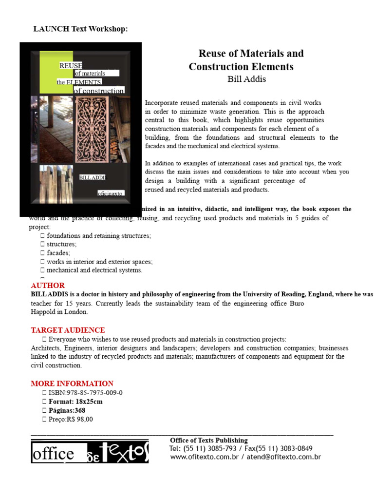 Reuse of Construction Materials and Elements | PDF | Economy And The ...