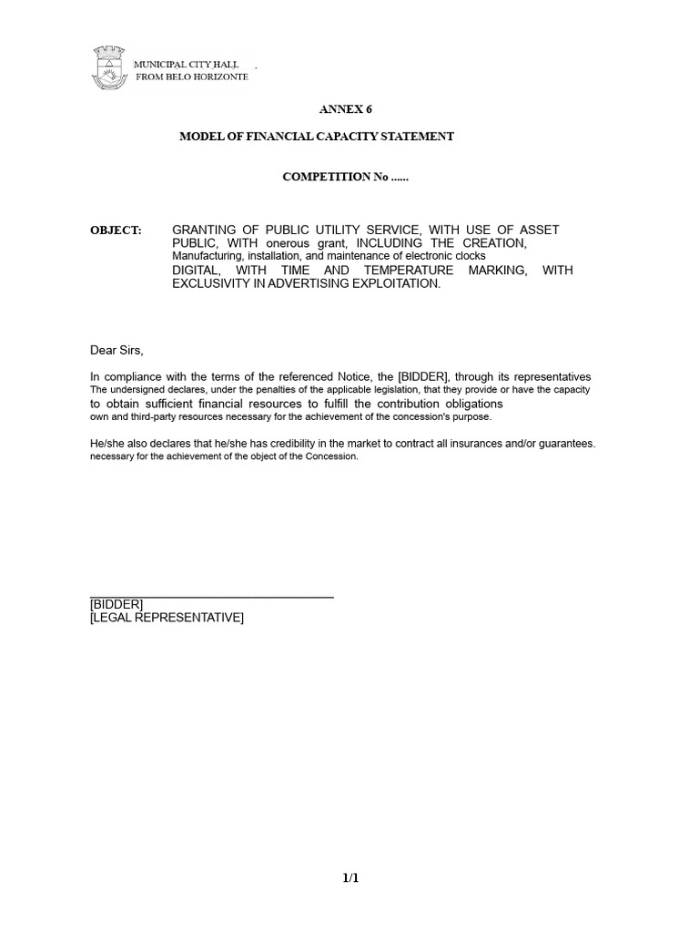 _attachment 6 - Financial Capacity Declaration Template | PDF