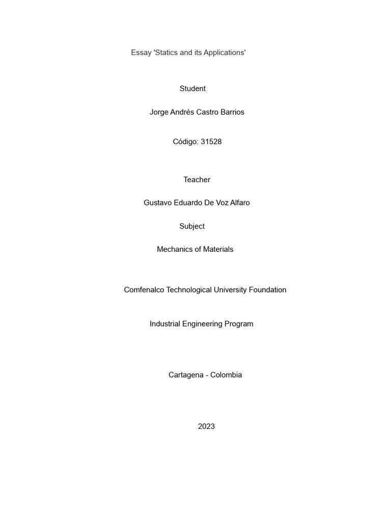 Essay on Statics and Its Applications | PDF | Force | Buoyancy