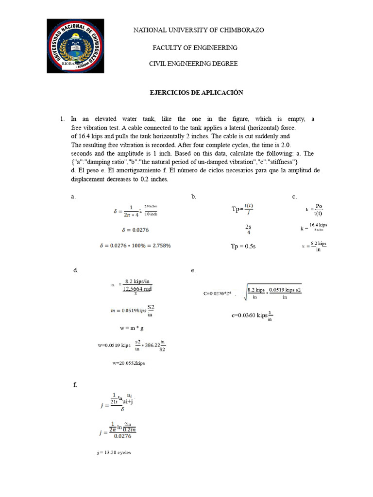 Free Vibration - Solved Examples.pdf | PDF | Damping | Applied And ...