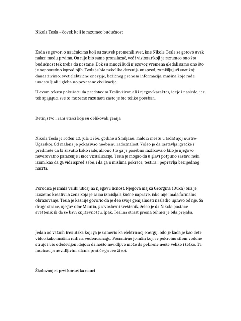 Nikola_Tesla_referat (3) | PDF