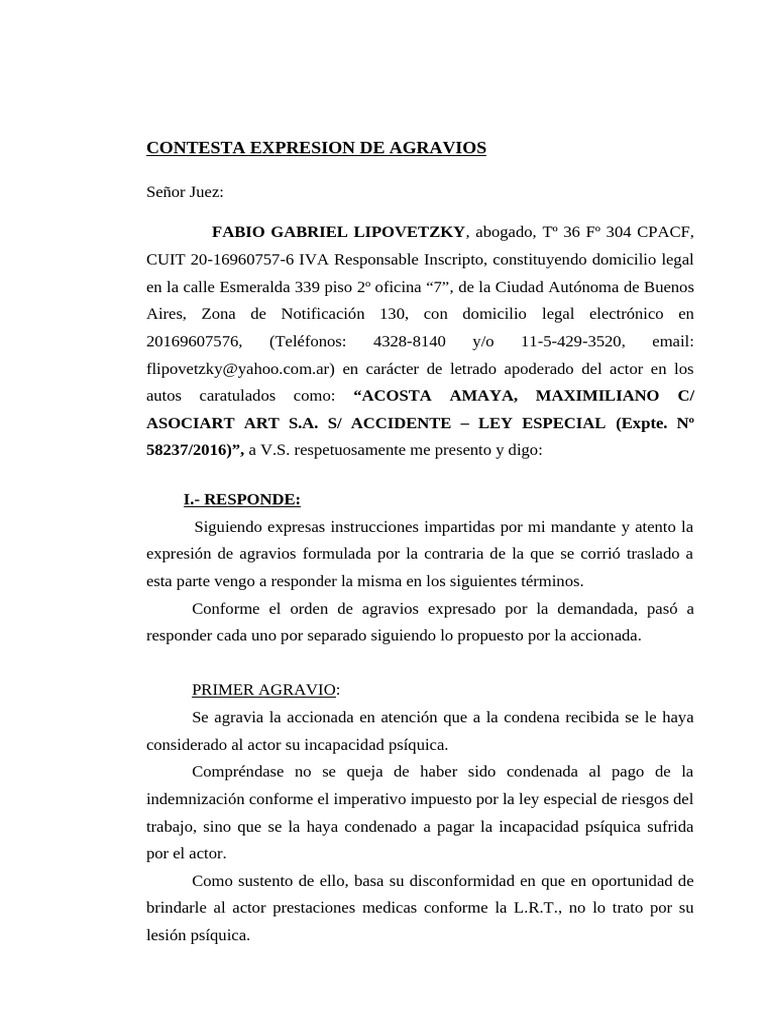 Respuesta a Expresión de Agravios en Juicio | PDF | Salario