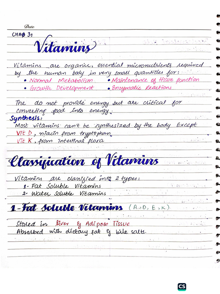 CHP 3 Vitamins Part 1 | PDF