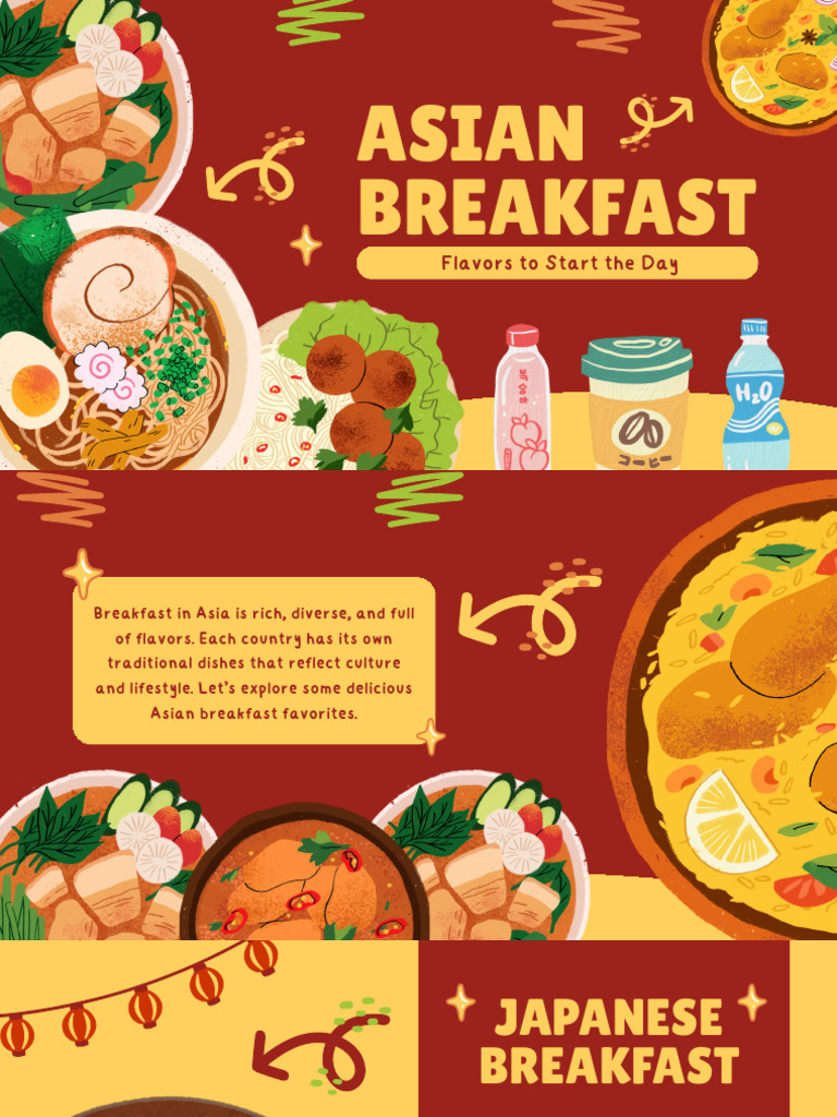 Red and Yellow Illustrated Asian Breakfast Presentation | PDF ...