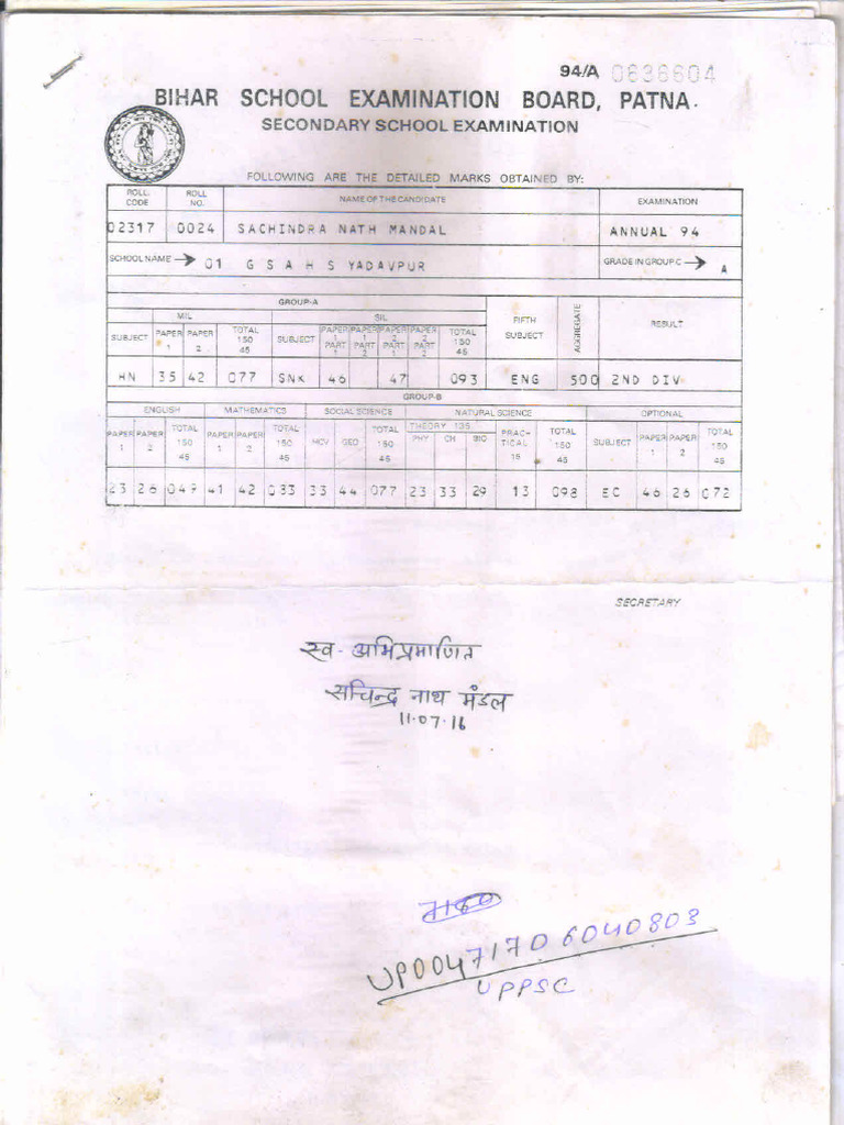 10 Marksheet New | PDF
