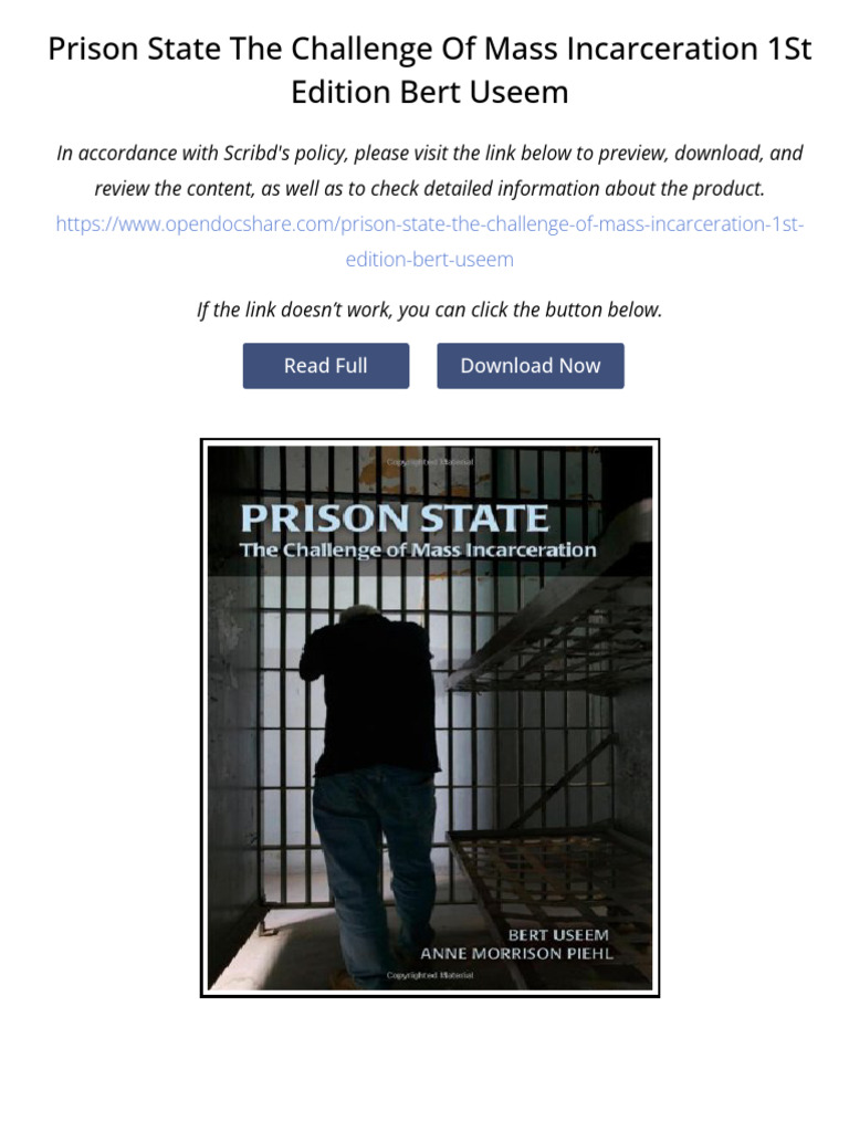 Prison State The Challenge of Mass Incarceration 1st Edition Bert Useem ...