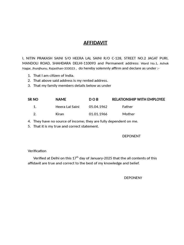 Affidavit Nitin Saini | PDF
