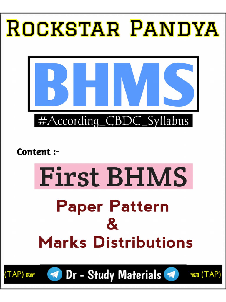 1st BHMS - Paper Pattern & Marks Distributions_CBDC | PDF | Biology ...