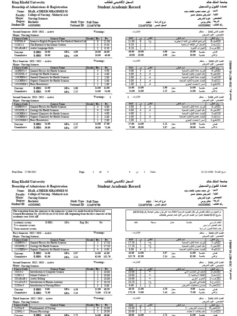 Academic Record for Nursing Student | PDF | Academia | Higher Education
