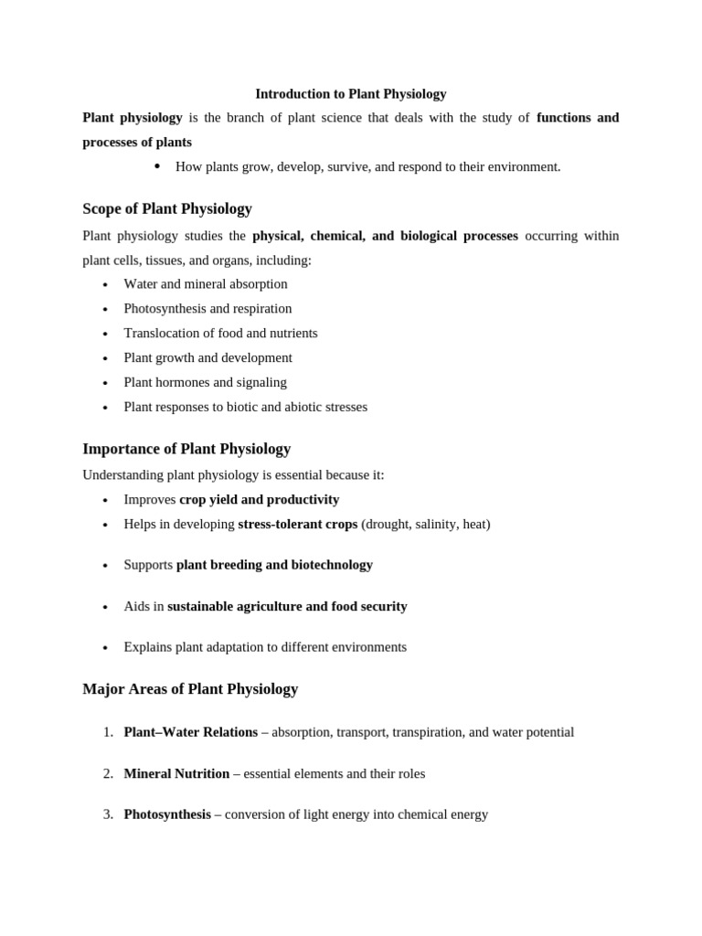 Overview of Plant Physiology Concepts | PDF | Plant Hormone ...