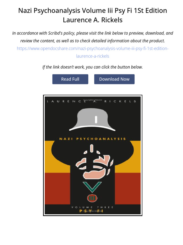Nazi Psychoanalysis Volume III Psy Fi 1st Edition Laurence A. Rickels ...