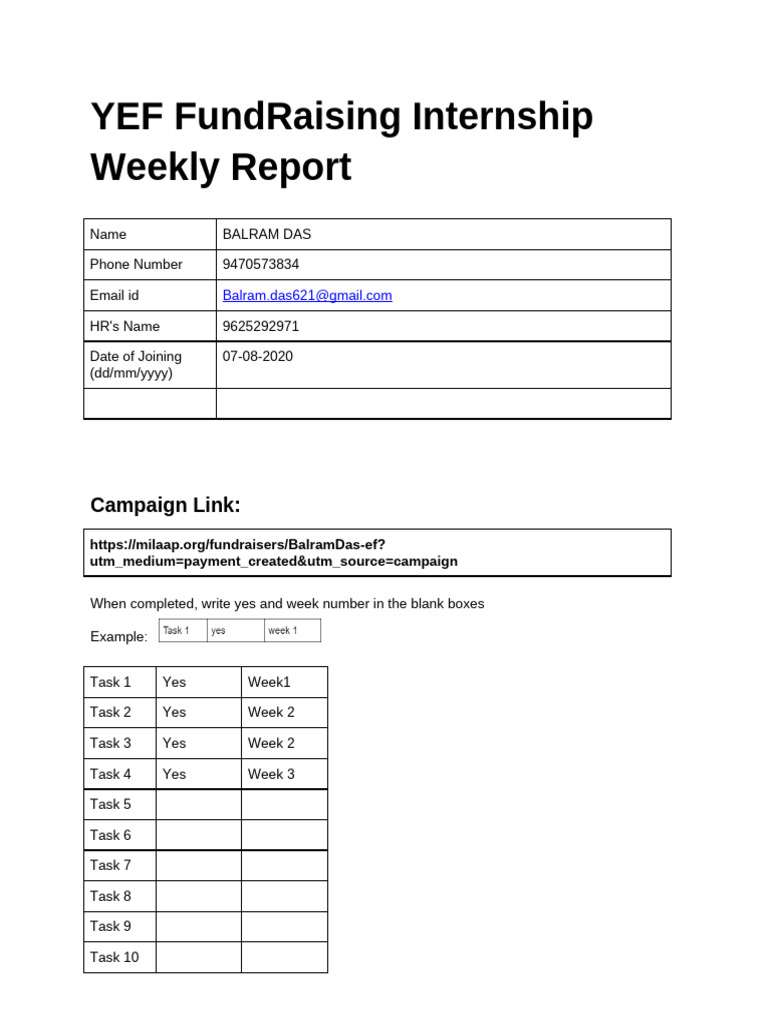 Balram Yef Weekely Report | PDF