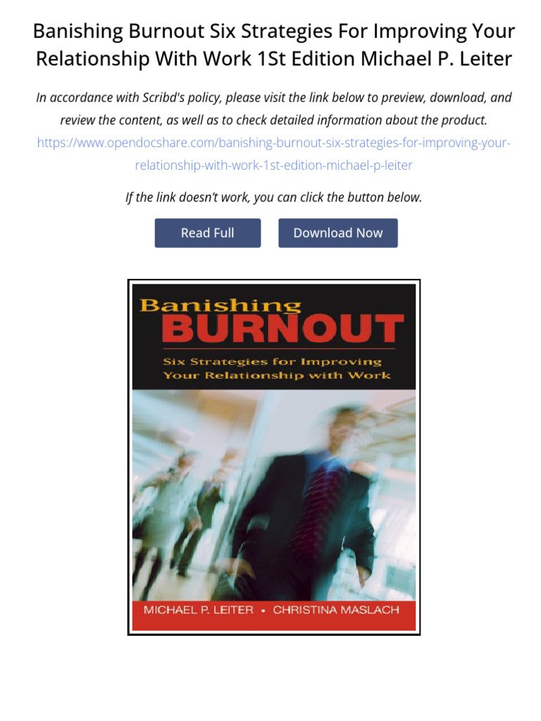 Banishing Burnout Six Strategies for Improving Your Relationship with ...