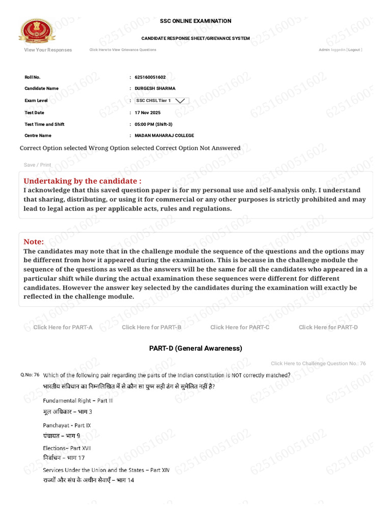 Answer Key Ssc Cgl | PDF | Vocational Education | Educational Stages