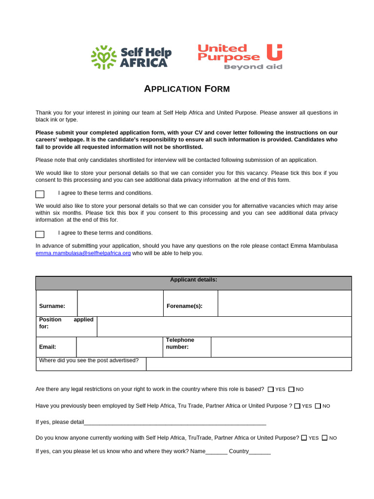 SHA UP Application Form MW | PDF | Information Privacy | Salary
