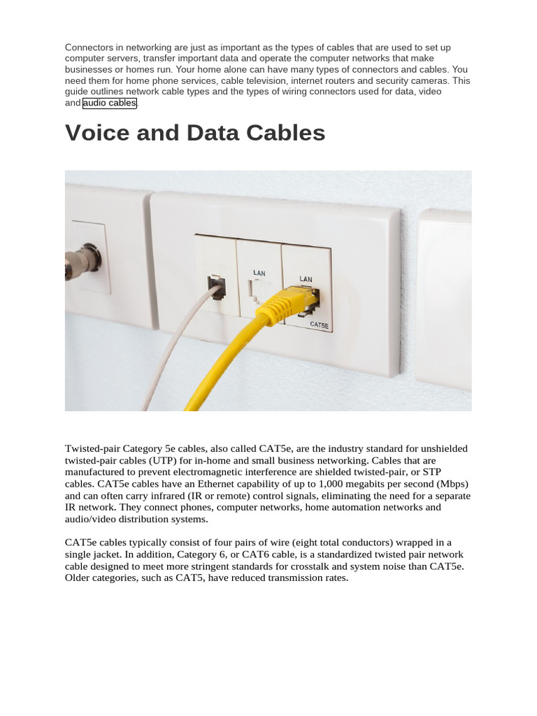 types of cable connectors | PDF | Electrical Connector | Coaxial Cable