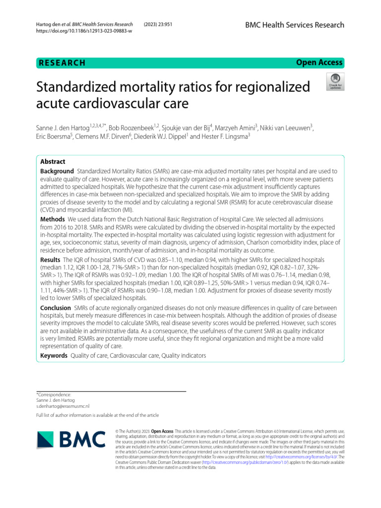 Standardized Mortality Ratios | PDF | Coronary Artery Bypass Surgery ...