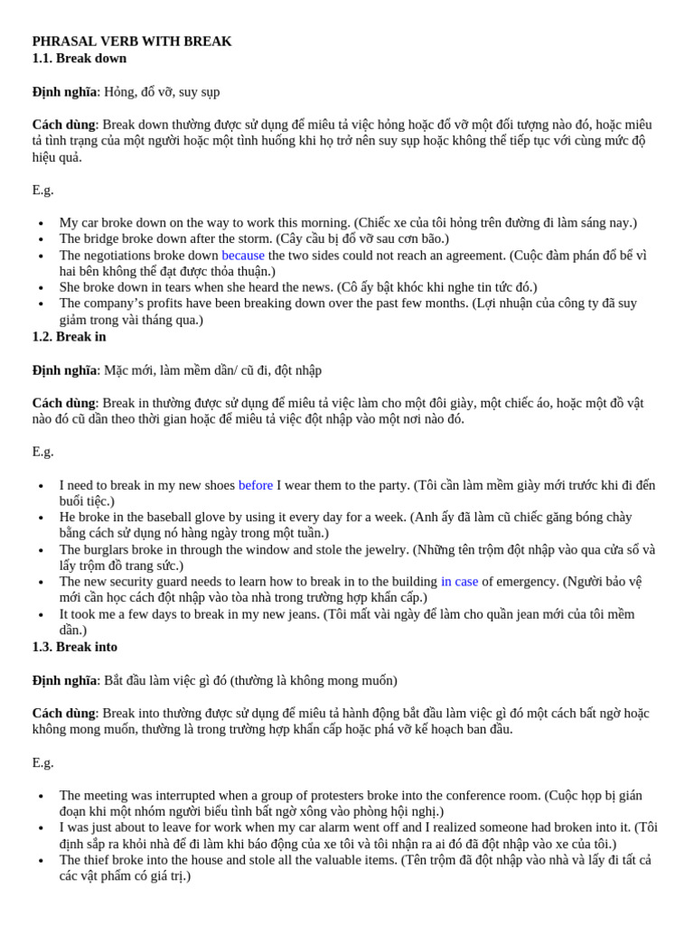 Phrasal Verb With Break | PDF