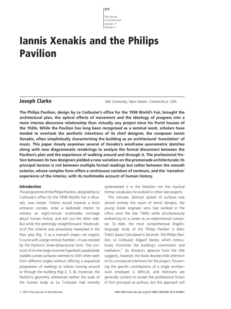 Iannis Xenakis and the Philips Pavilion | PDF | Geometry