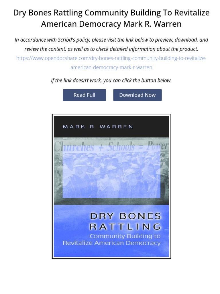 Dry Bones Rattling Community Building to Revitalize American Democracy ...