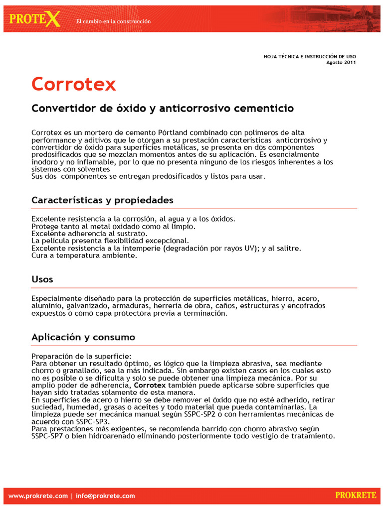 Hoja Técnica de Producto Corrotex | PDF | Acero | Agua