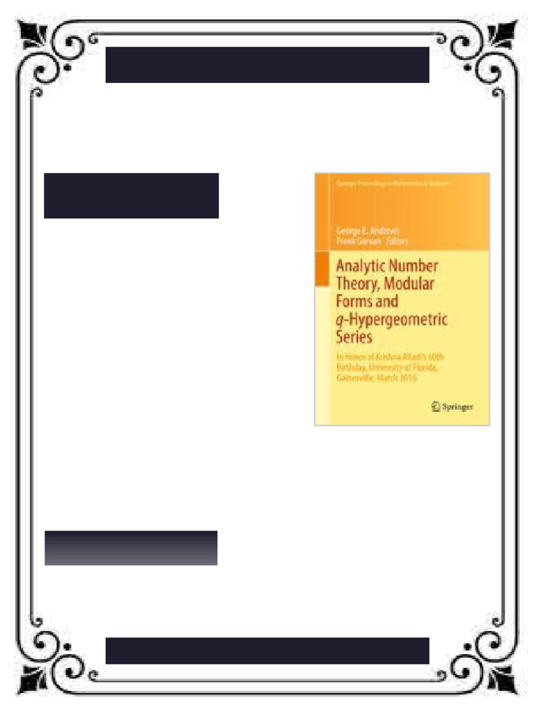 Analytic Number Theory, Modular Forms and q-Hypergeometric Series: In ...