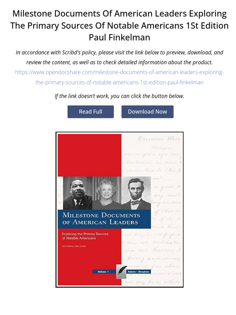 Milestone Documents of American Leaders Exploring the Primary Sources ...