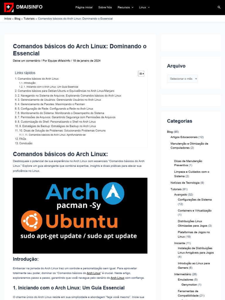 Comandos básicos do Arch Linux_ Dominando o Essencial | PDF | Linux ...