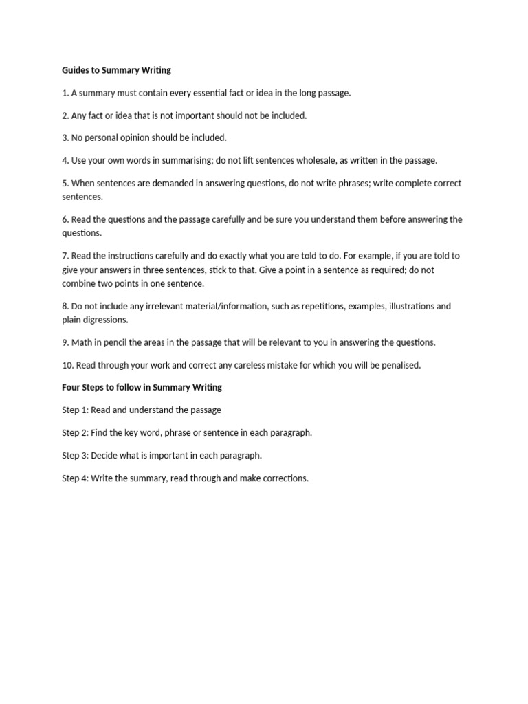 Essential Guide to Summary Writing | PDF