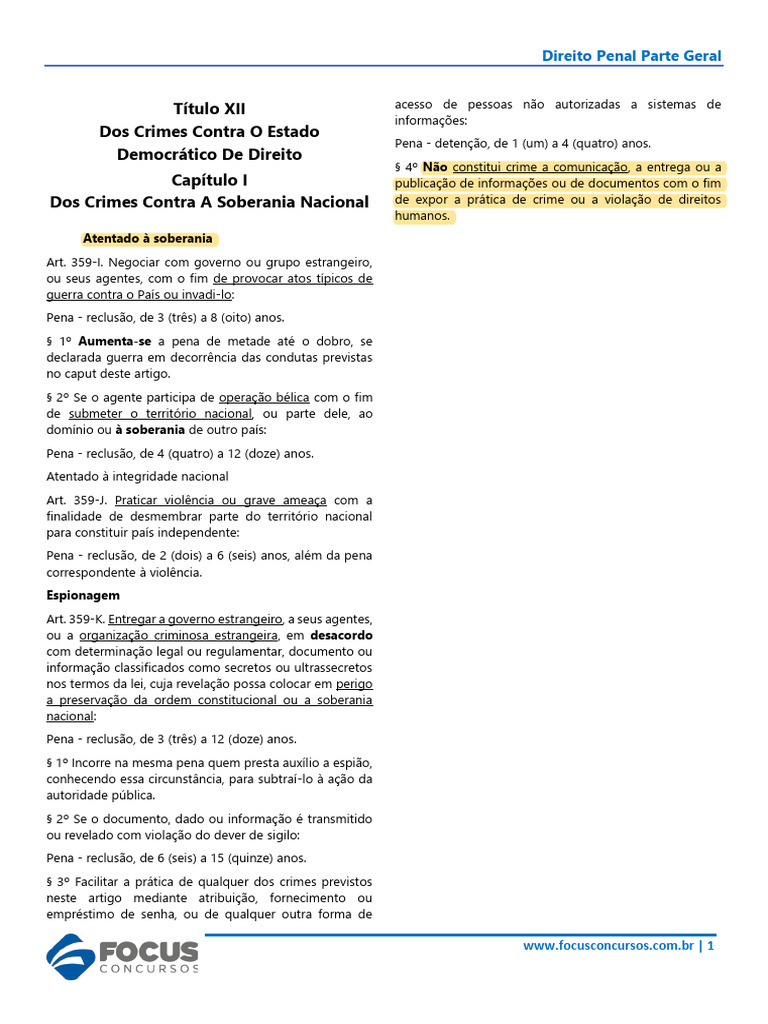 Dos Crimes Contra O Estado democratic de direito (1) | PDF | Crimes ...