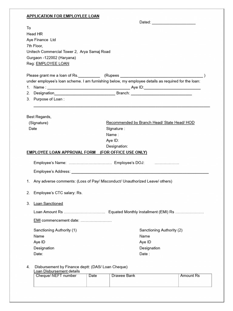 Employee Loan Application Form | PDF | Interest | Loans