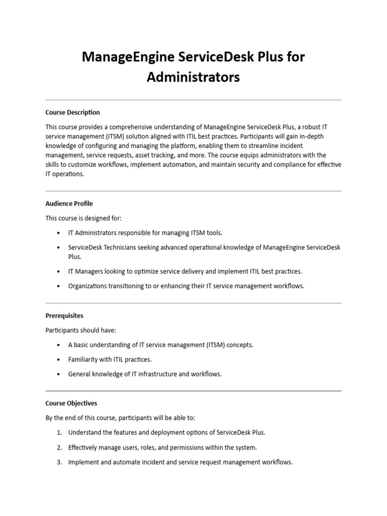 ManageEngine ServiceDesk Plus for Administrators | PDF | Computing ...