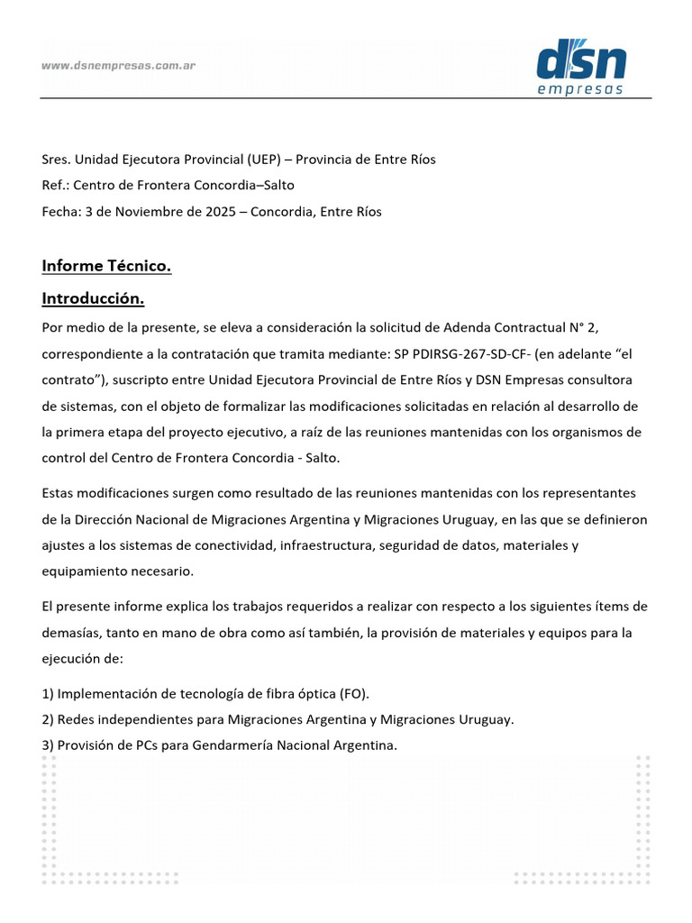 Informe Tecnico Adenda 2 Editable Rev_4_11 | PDF | Fibra óptica | Software