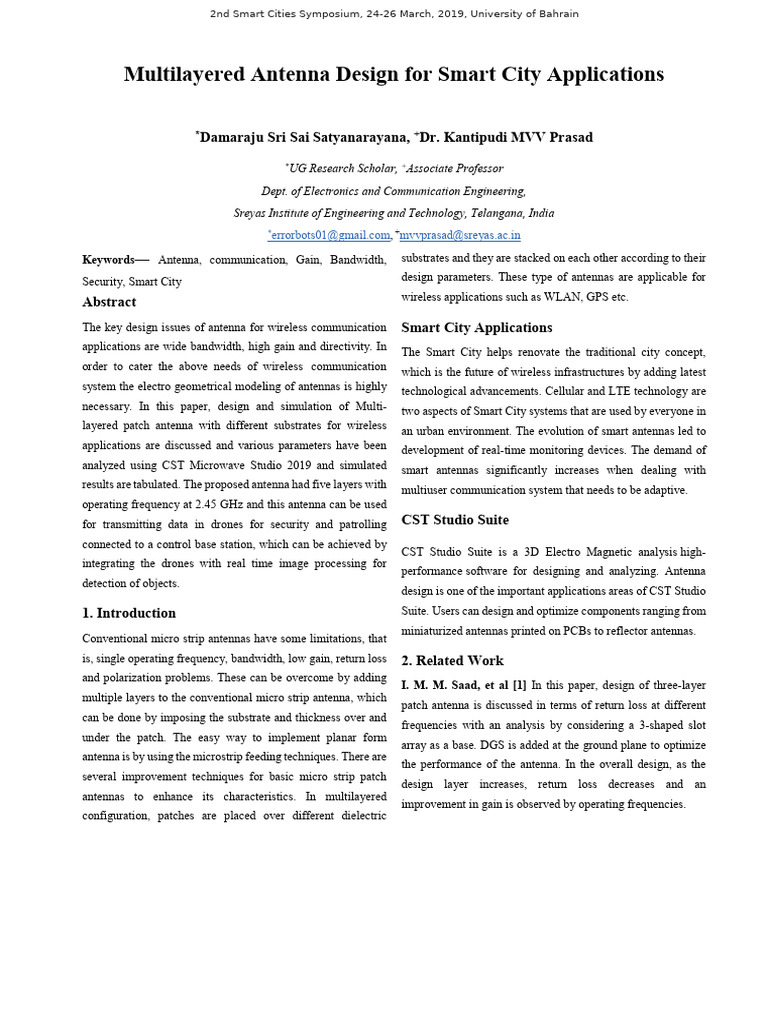 Multilayered Antenna Design for Smart City Applications | PDF