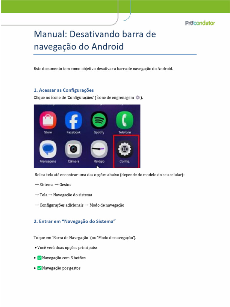 Manual - Desativar Barra Android | PDF