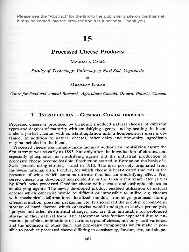 Processed Cheese Products | PDF