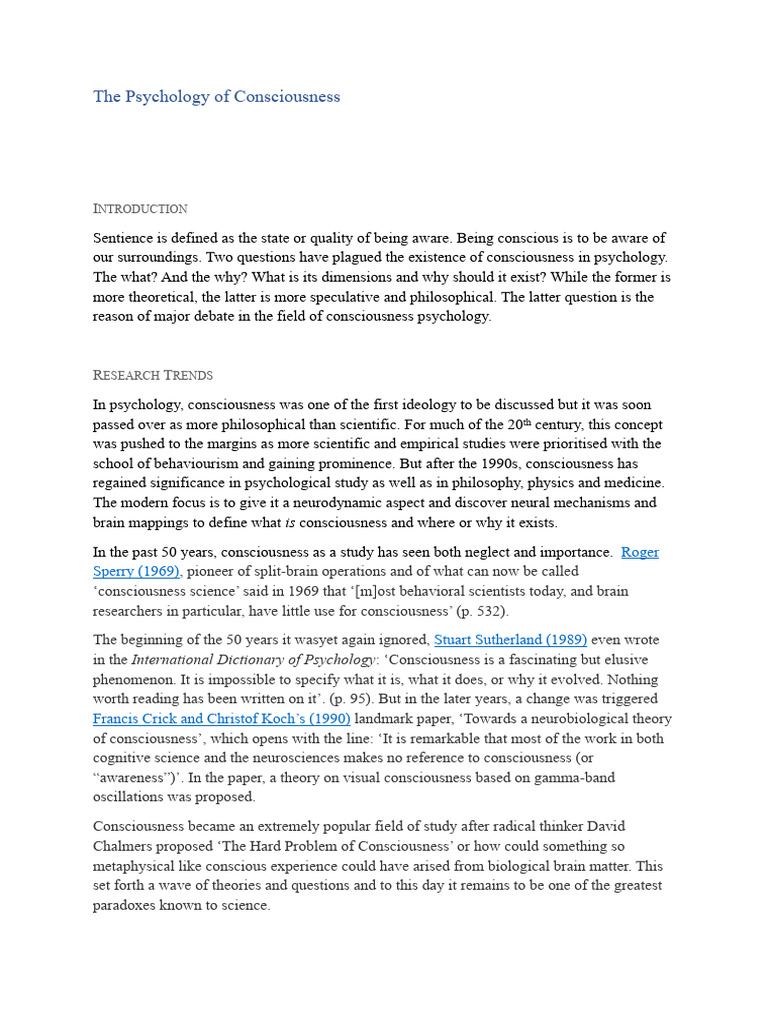 Understanding Consciousness in Psychology | PDF | Consciousness ...