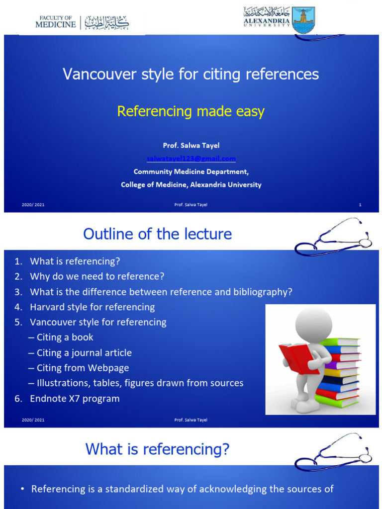 Vancouver referencing style_Salwa Tayel_N.Voice | PDF | Citation | Note ...
