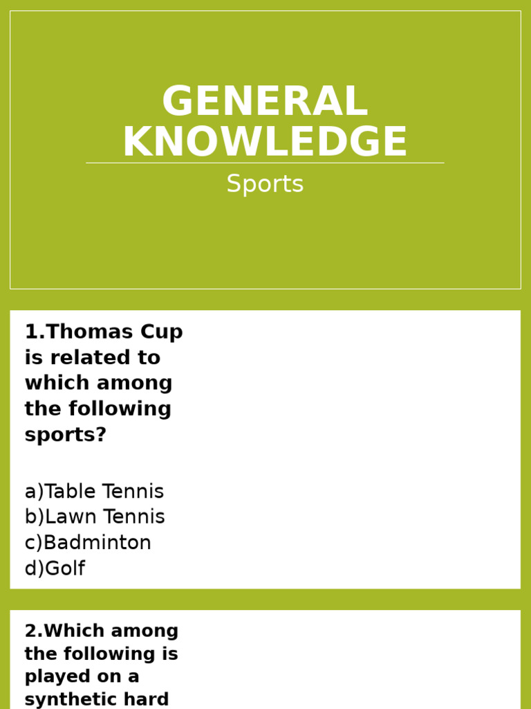 Sports Trivia Questions and Answers | PDF | Sports | Summer Olympic Games