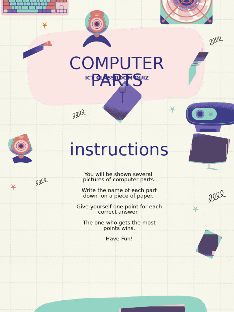 ICT Computing Computer Parts Classroom Quiz in Purple and Green Modern ...