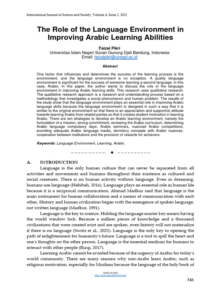 The Role of the Language Environment In | PDF | Second Language | Learning